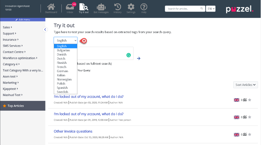 Try it out | Puzzel Help Centre